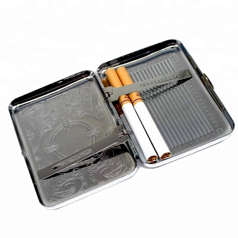 Stainless Steel Silver Cigarette Case Tobacco Pocket Pouch Holder Box